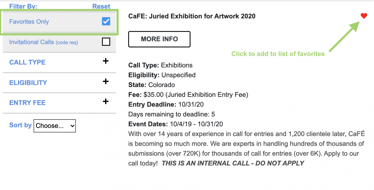 Getting Started on CaFÉ | CaFÉ - CallForEntry.org